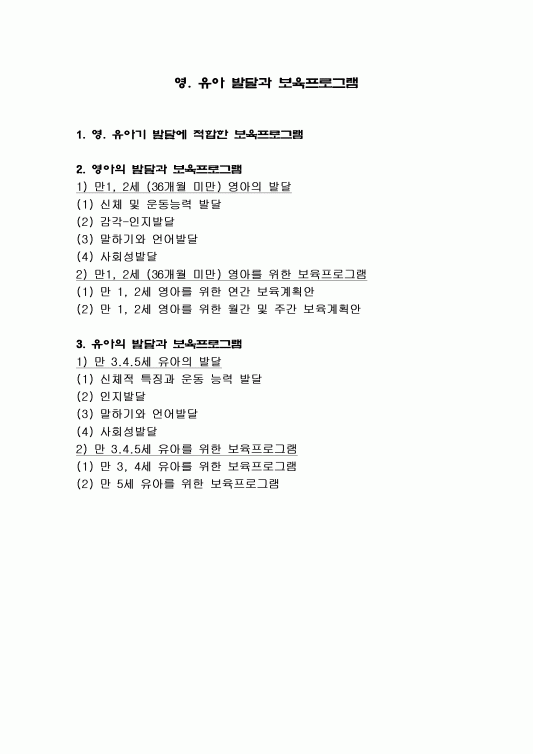 영유아 성장 신체적 발달과 보육프로그램(영아, 유아의 인지, 언어, 사회성 발달에 따른 연령별 월간, 주간 보육프로그램)