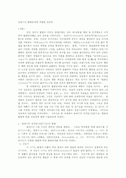 성호기심 발달단계에 적합한 성교육