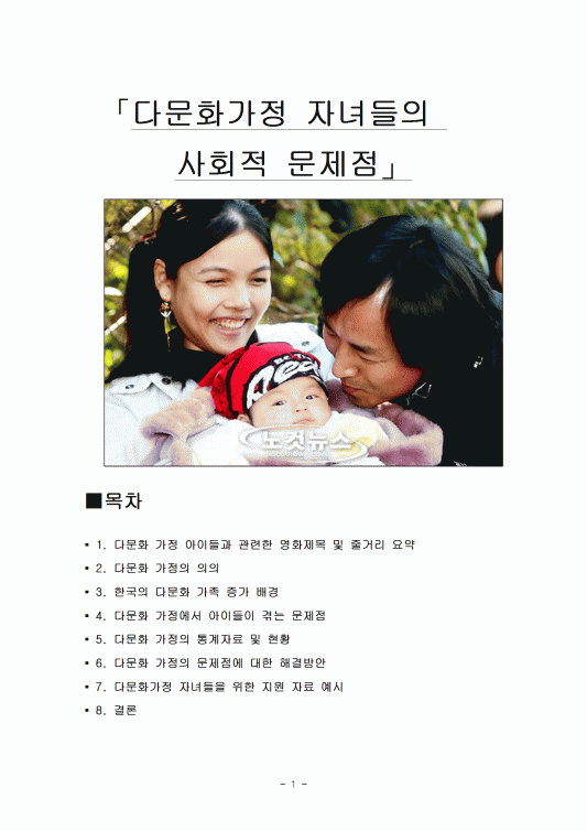 다문화가정의 현황과 문제점 및 해결방안