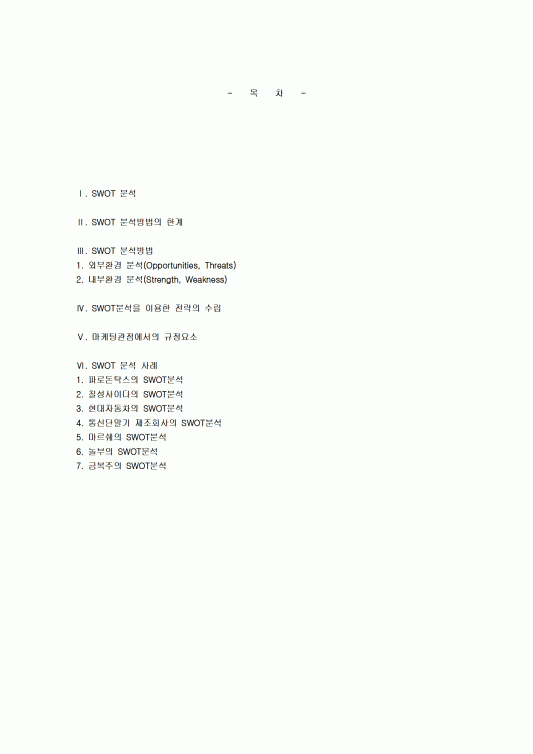 SWOT분석과 SWOT분석 사례 모음2013
