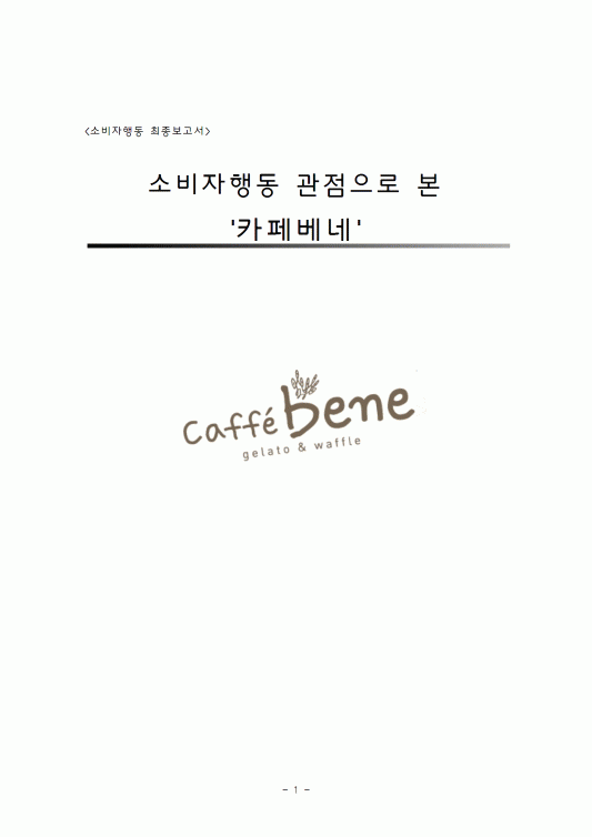 [분석/조사] 소비자행동 관점으로 본 카페베네의 마케팅 전략 분석