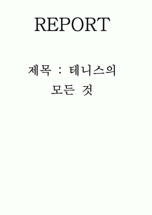 테니스의 기본과 모든 것