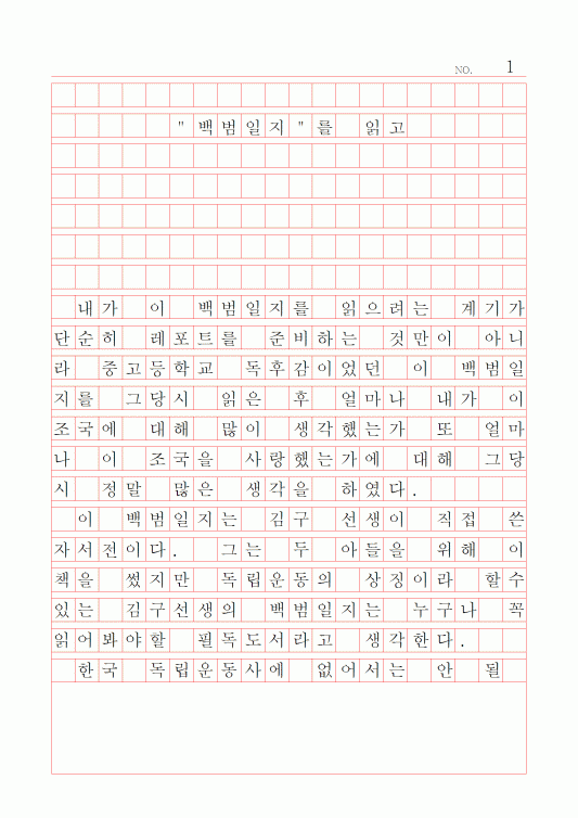 백범일지 생각, 견해