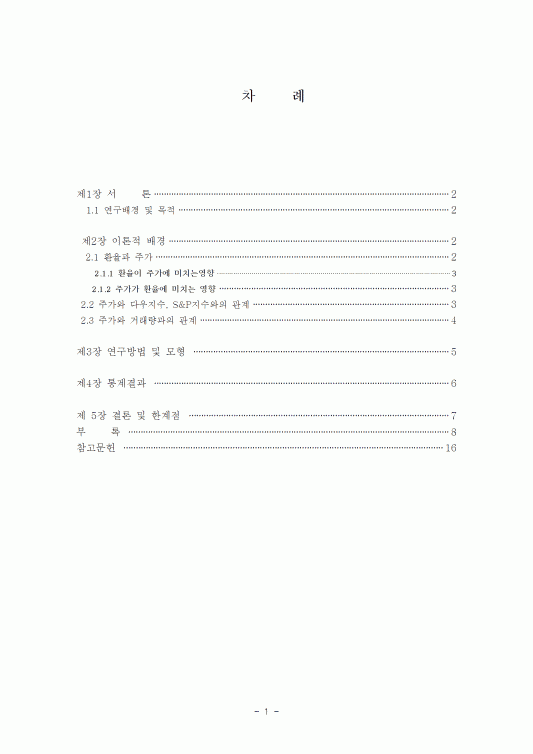 SAS논문 주가지수와 거시경제변수와의 상관관계