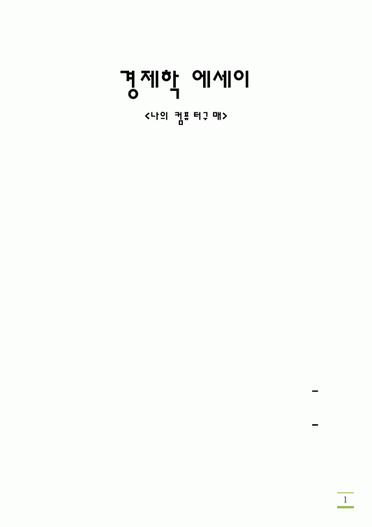 경제학 에세이 - 컴퓨터 구매