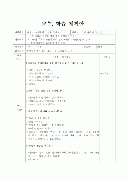 (유아언어,유아사회교육)이야기 나누기 모의 수업