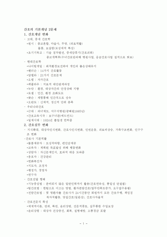 기본간호 국시요점정리