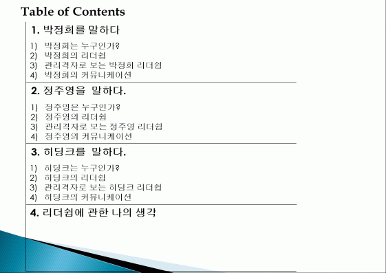 리더쉽 비교 레포트 자료