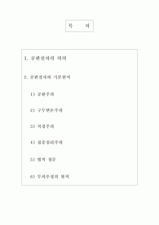 공판절차의 기본원칙 - 공판주의, 구두변론주의 직접주의, 집중심리주의, 법적 청문, 무죄추정의 원칙