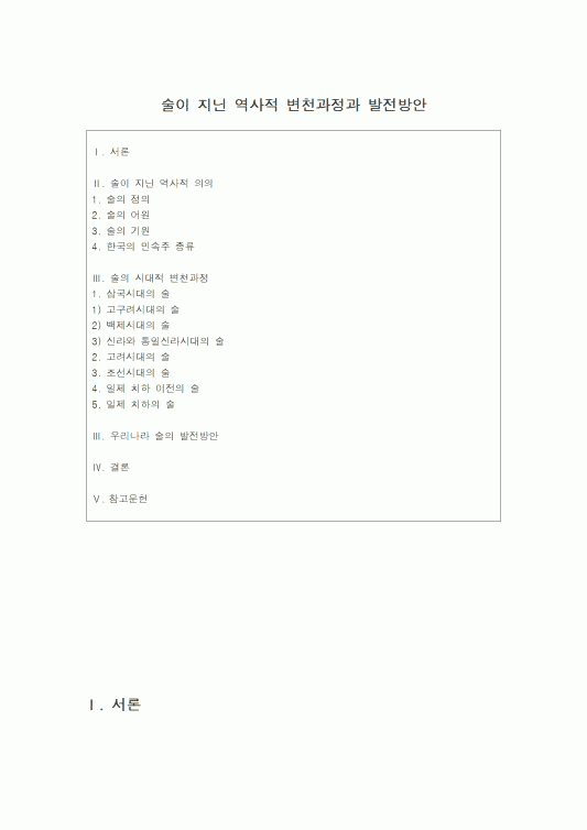 술이 지닌 역사적 변천과정과 발전방안