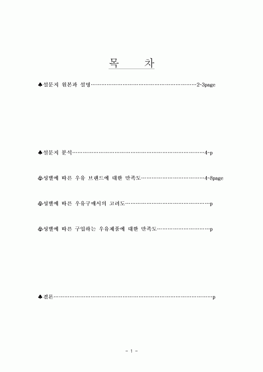 우유에 관련한 소비자의 인식 설문조사