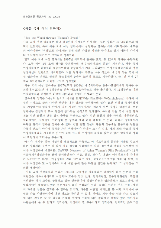 서울 국제 여성 영화제 그리고 SWOT 분석