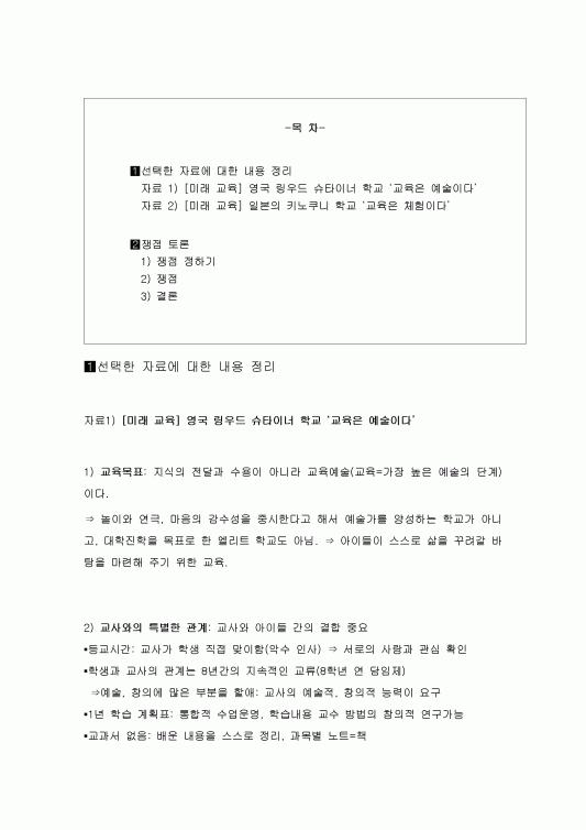 영국의 슈타이너 학교, 일본의 구노쿠니 학교
