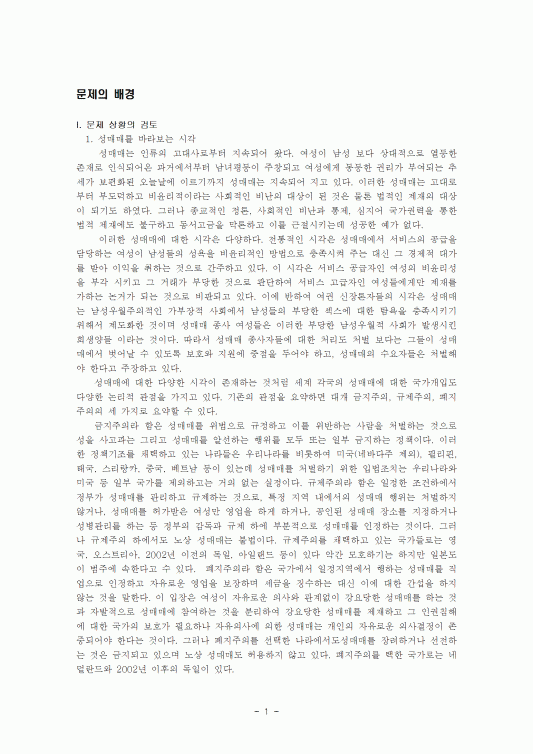 성매매방지정책-성산업 종사자의 입장에서