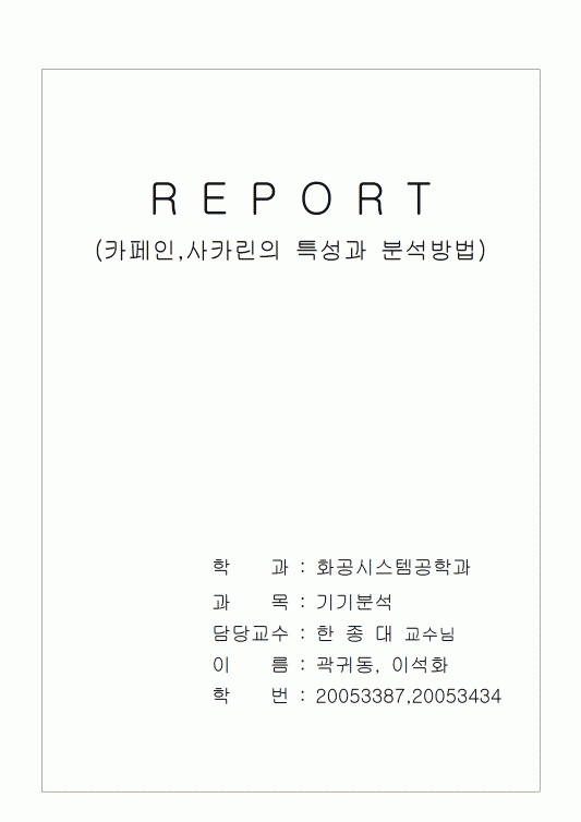카페인, 사카린의 특성과 분석 방법