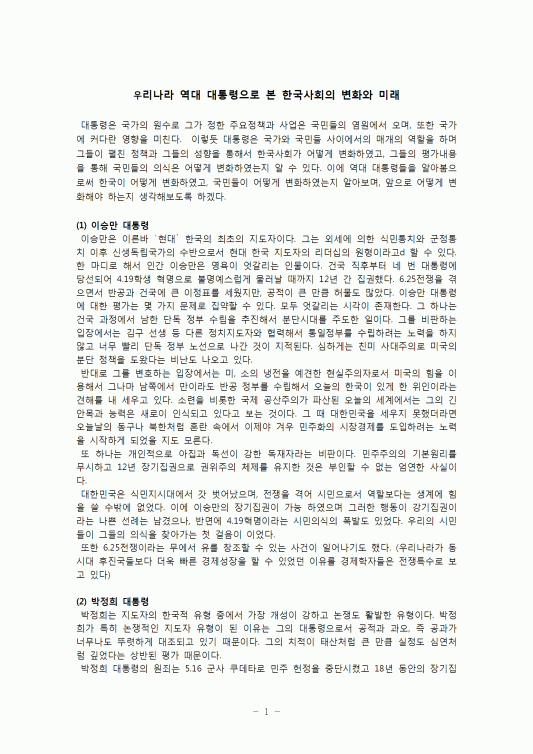 한국 역대 대통령의 리거십.