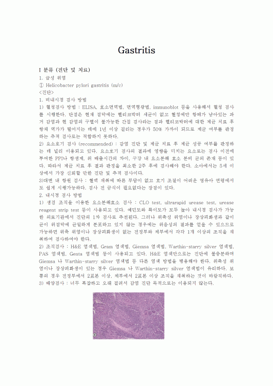 위염의 진단 분류 수술 치료