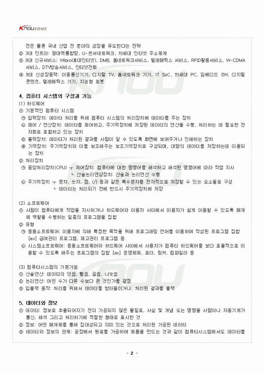 2010년 동계계절시험 컴퓨터의이해 시험범위 핵심체크
