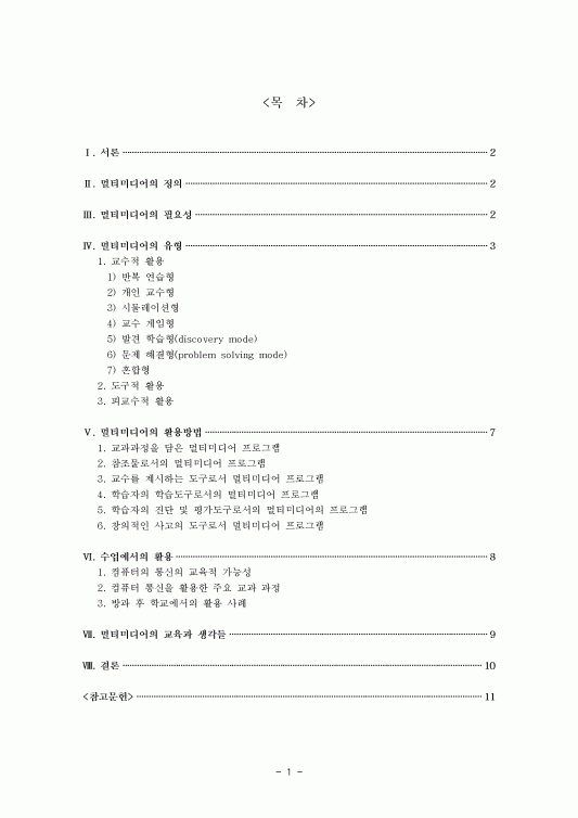 멀티미디어의 활용