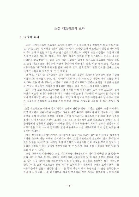 소셜 네트워크의 효과