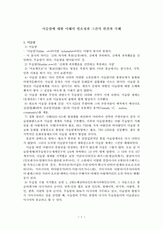 이슬람 문화 이해의 필요성