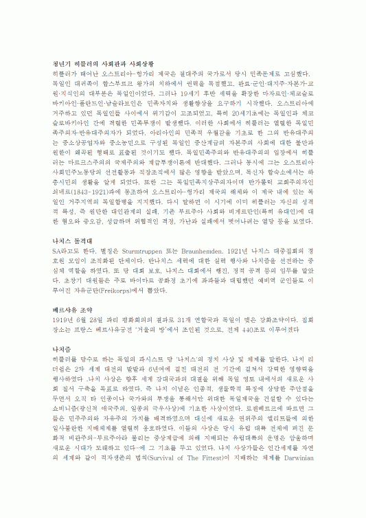 청년기 히틀러의 사회관과 사회상황