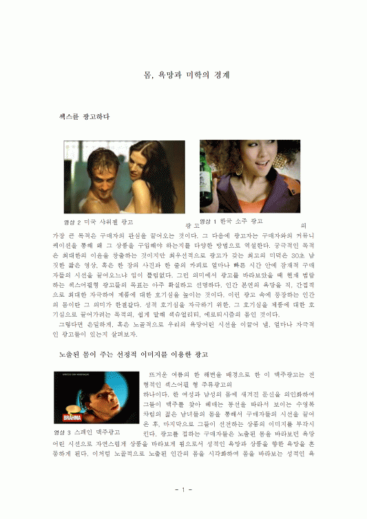 몸, 욕망과 미학의 경계