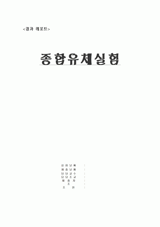 종합유체실험 레포트