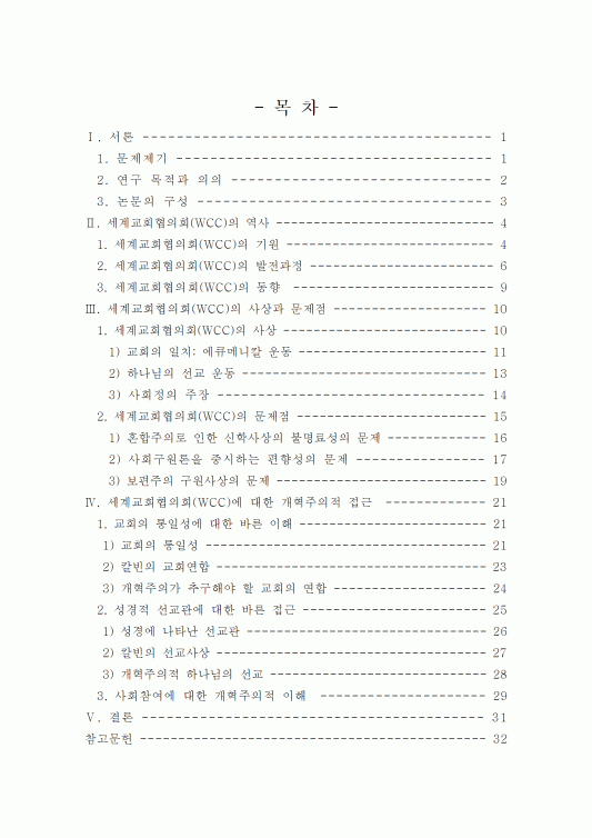 세계교회협의회(WCC)에 대한 개혁주의적 입장과 대응책