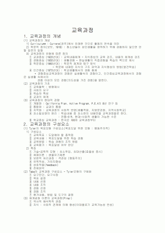 교육과정 요약