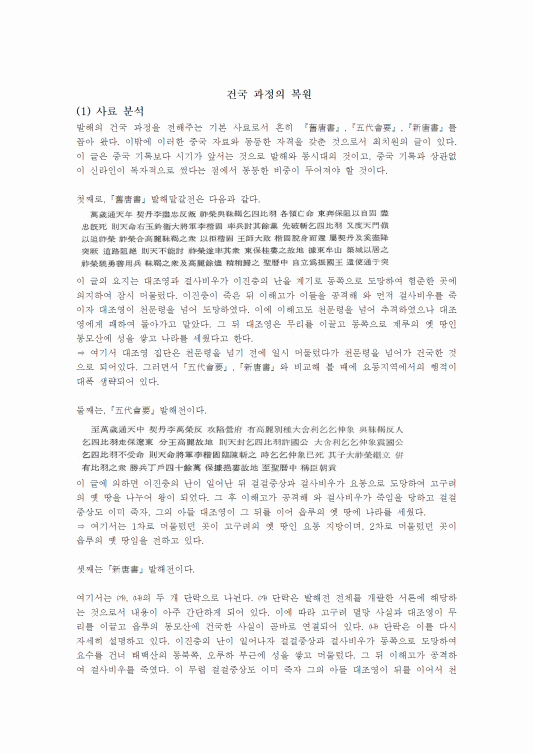 발해 건국과정의 복원