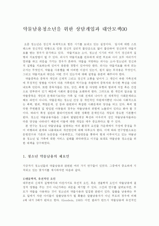 약물남용청소년을 위한 상담개입과 대안모색00