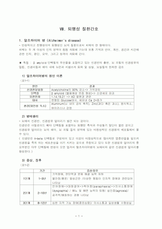 퇴행성 질환과 간호