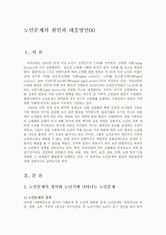 노인문제의 원인과 대응방안00