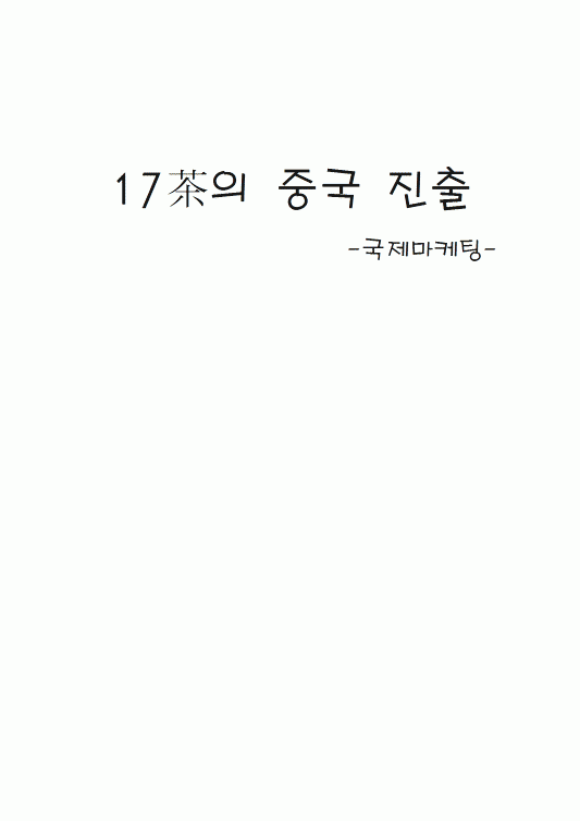 17차 중국진출 마케팅전략분석