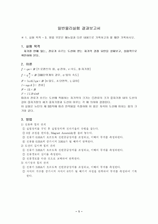 전류천칭 결과보고서