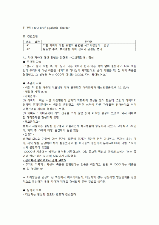 간호진단 레포트 자료