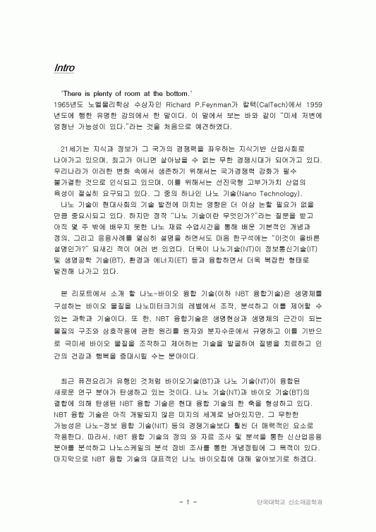 NBT(Nano-Bio Technology) 융합기술