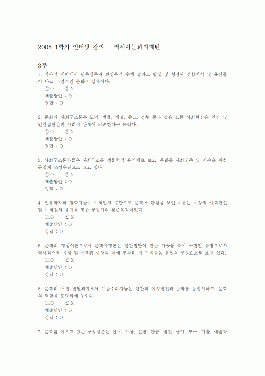 2008 1학기 인터넷 강의 - 러시아 문화의 패턴