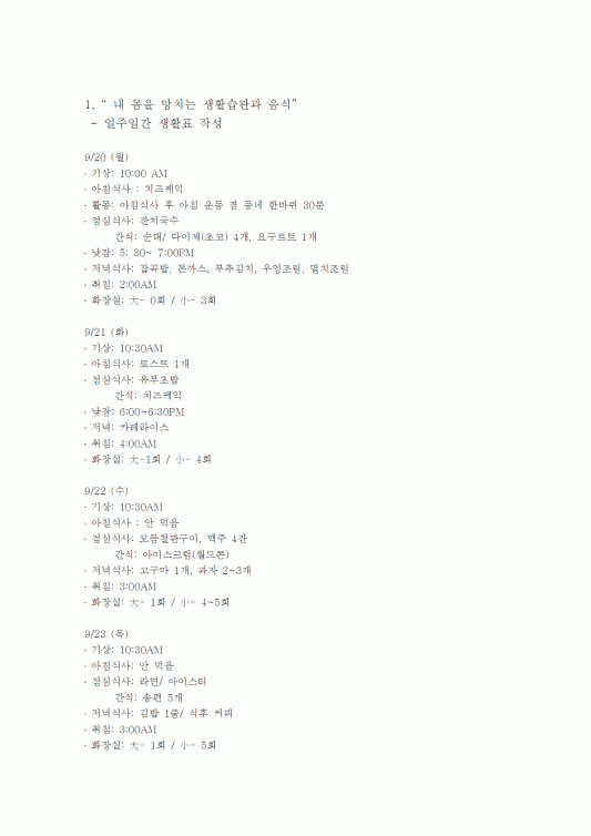 내 몸을 망치는 생활습관과 음식에 관한 조사연구
