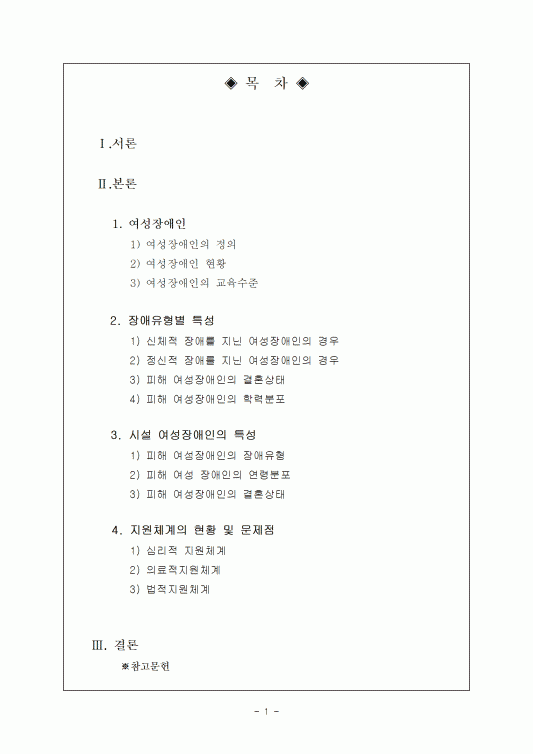 여성장애인의 복지