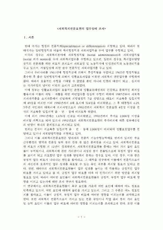 사회복지전문요원의업무실태조사