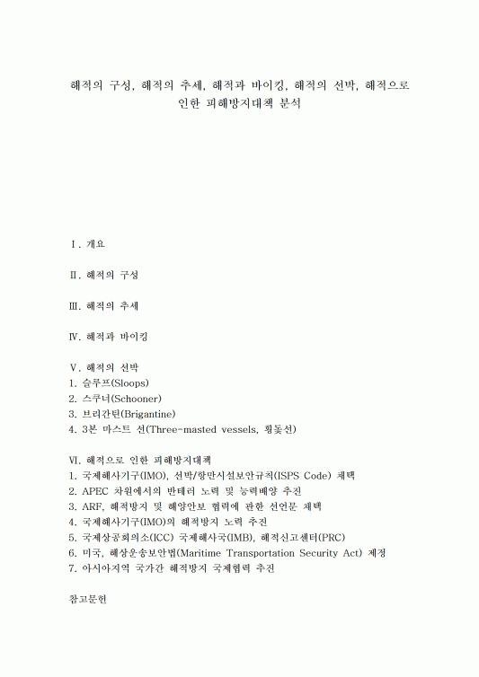 [해적][소말리아해적][선박][해적의 구성][해적의 추세][해적과 바이킹][해적의 선박][해적으로 인한 피해방지대책]해적의 구성, 해적의 추세, 해적과 바이킹, 해적의 선박, 해적으로 인한 피해방지대책 분석