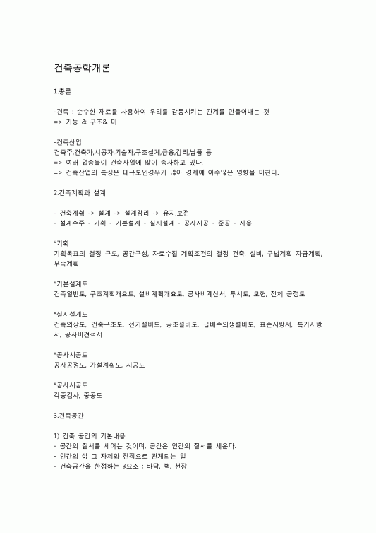 건축공학개론요약