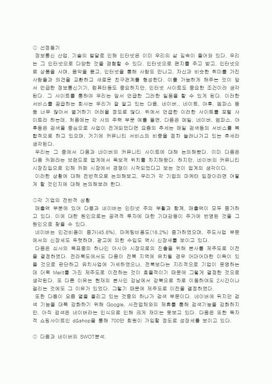 다음 네이버 마케팅전략분석