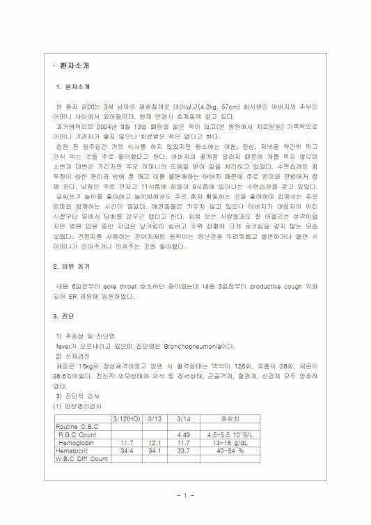 [간호학]폐렴case study