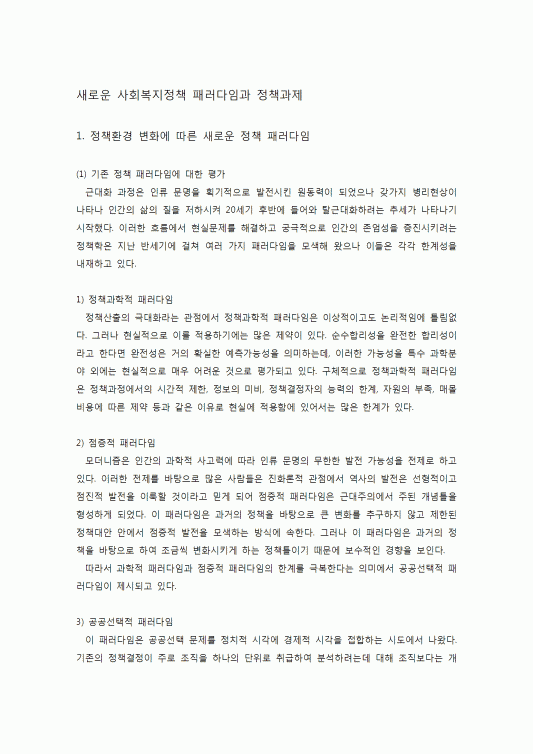 새로운 사회복지정책 패러다임과 정책과제