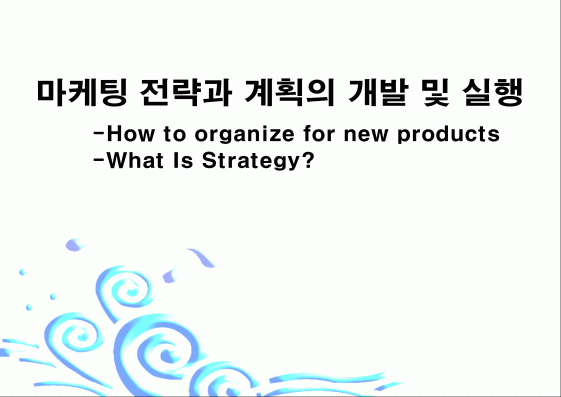마케팅 전략과 계획의 개발 및 실행 강의자료 How to organize for new products