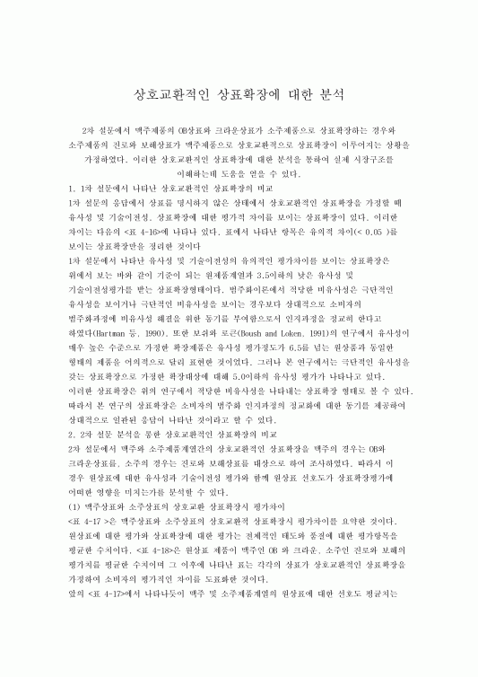 상호교환적인 상표확장에 대한 분석