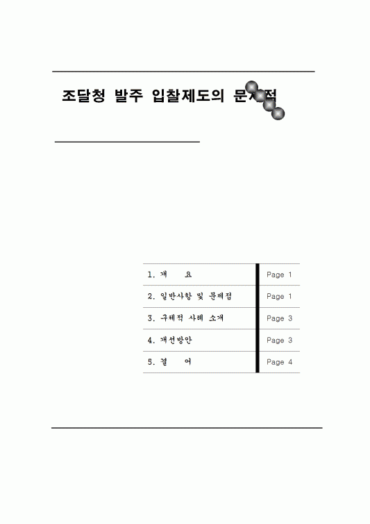 조달청 발주 입찰제도의 문제점